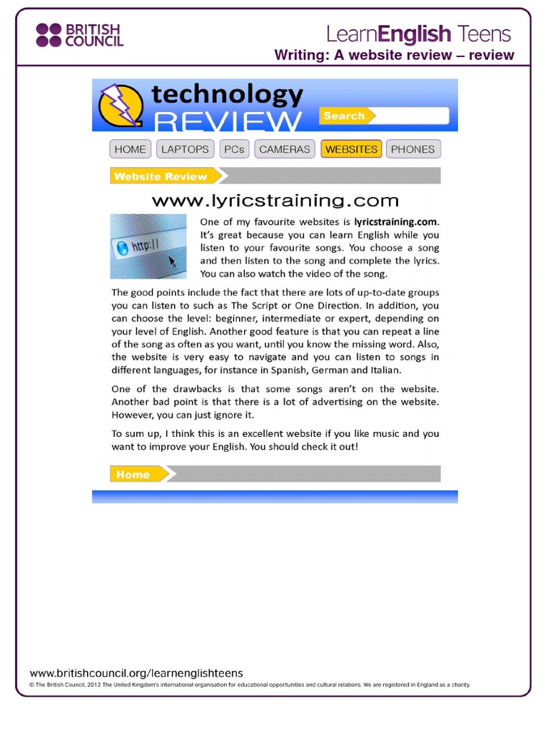 Writing: A Website Review - Review | PDF
