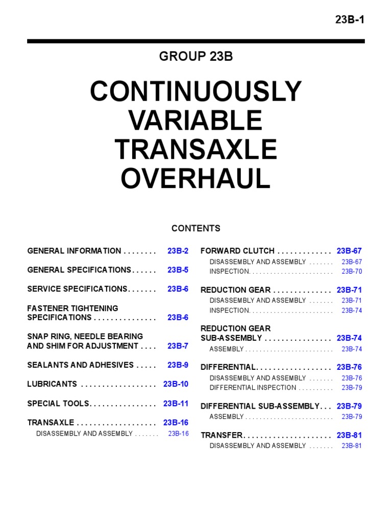 F1CJA CVT Manual | PDF | Screw | Transmission (Mechanics)