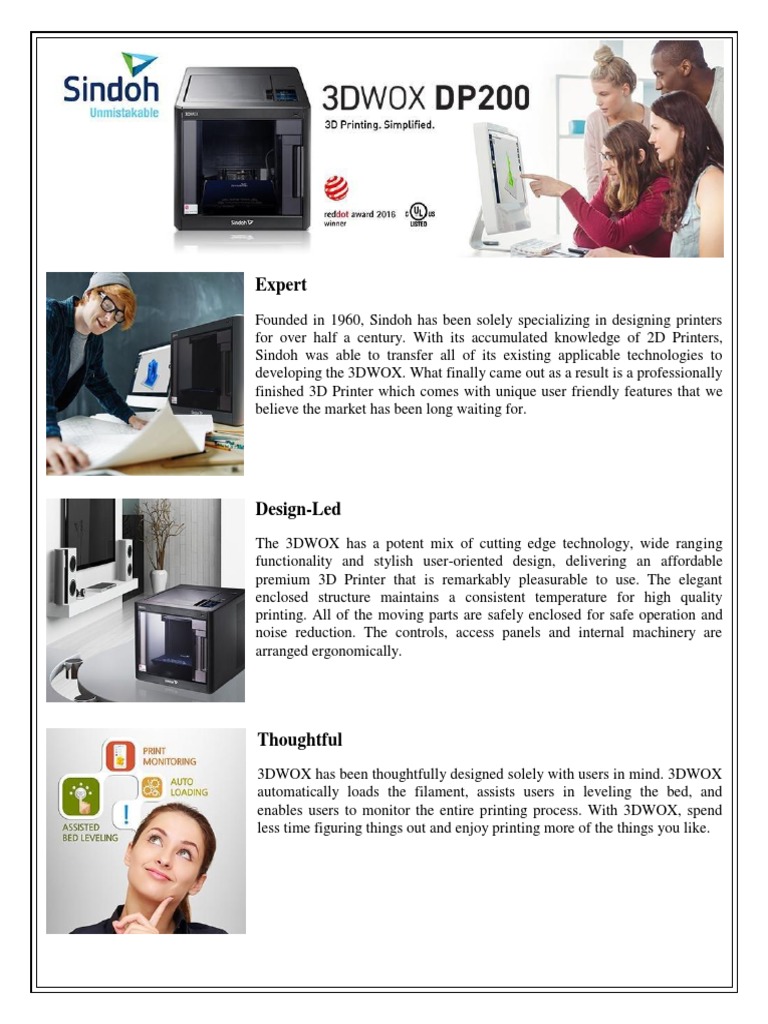Sindoh 3DWOX: Effortless 3D Printing | PDF | 3 D Printing | Printer ...