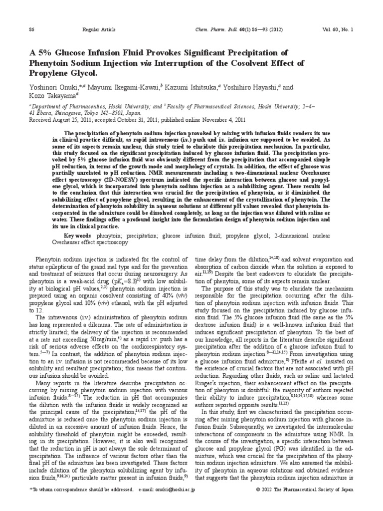 Jurnal Interaksi Fenitoin Vs D5% Infus | PDF | Solubility | Intravenous ...
