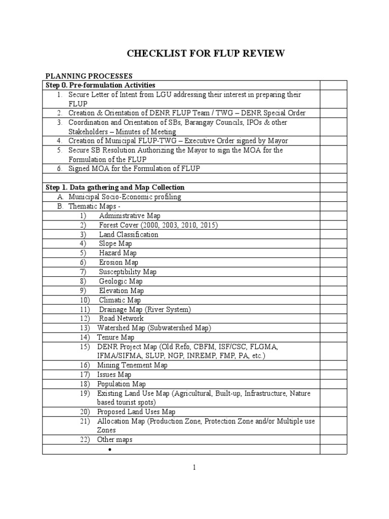 FLUP Review Checklist and Guidelines | PDF | Forests | Sustainability