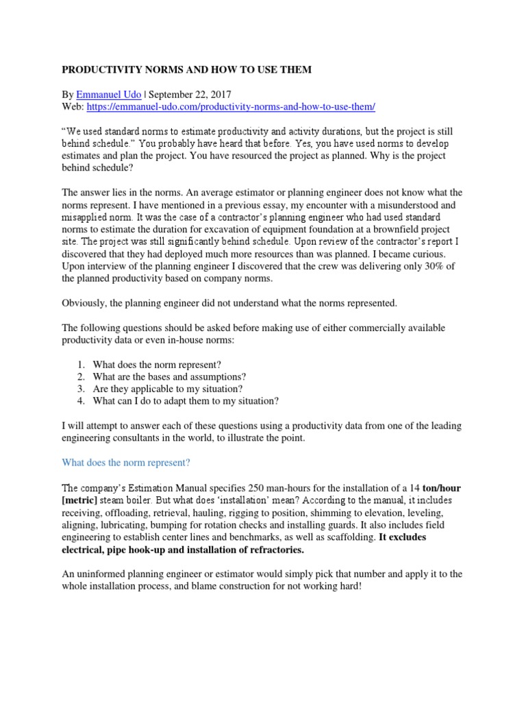 Productivity Norm and How To Use Them | PDF | Business