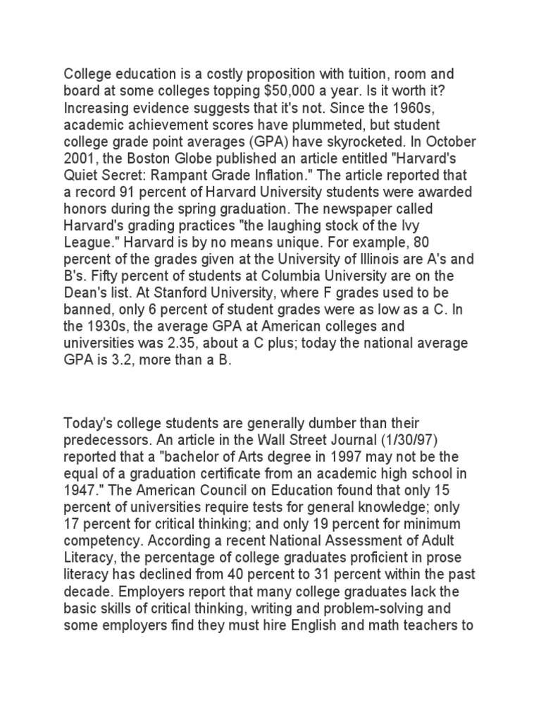 Is College Worth It? The Troubling Trend of Grade Inflation, Declining ...