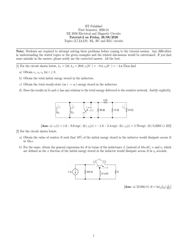 Tutorial 2 Download Free Pdf Electrical Network Inductor