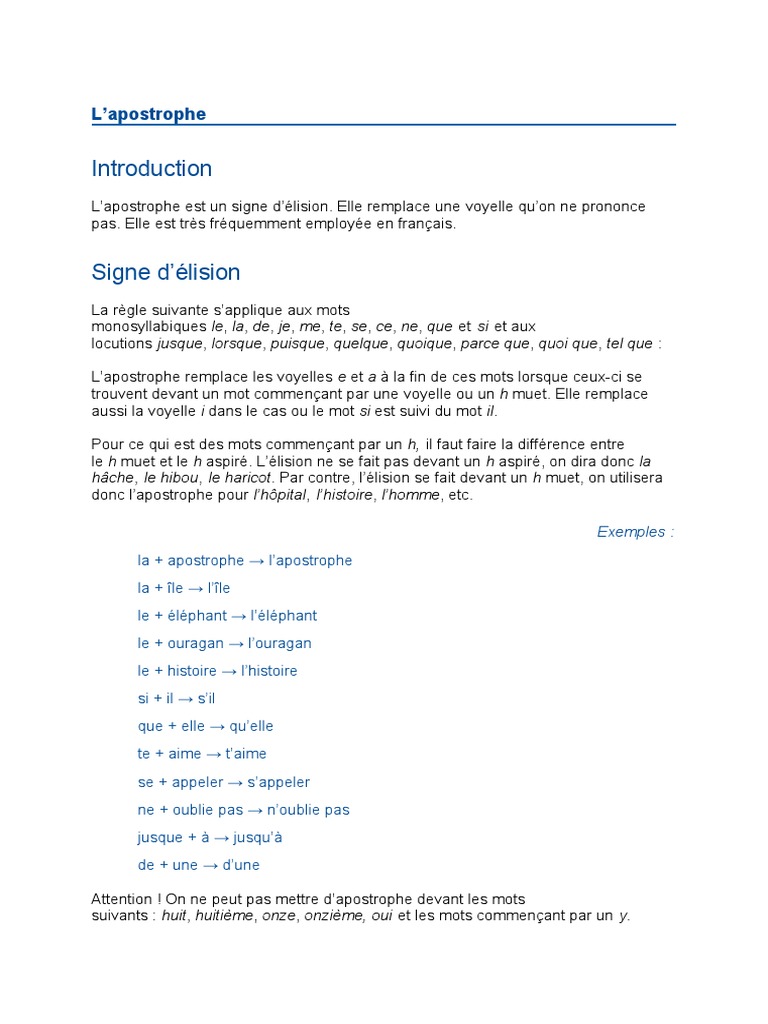 Comprendre l'apostrophe en français | PDF