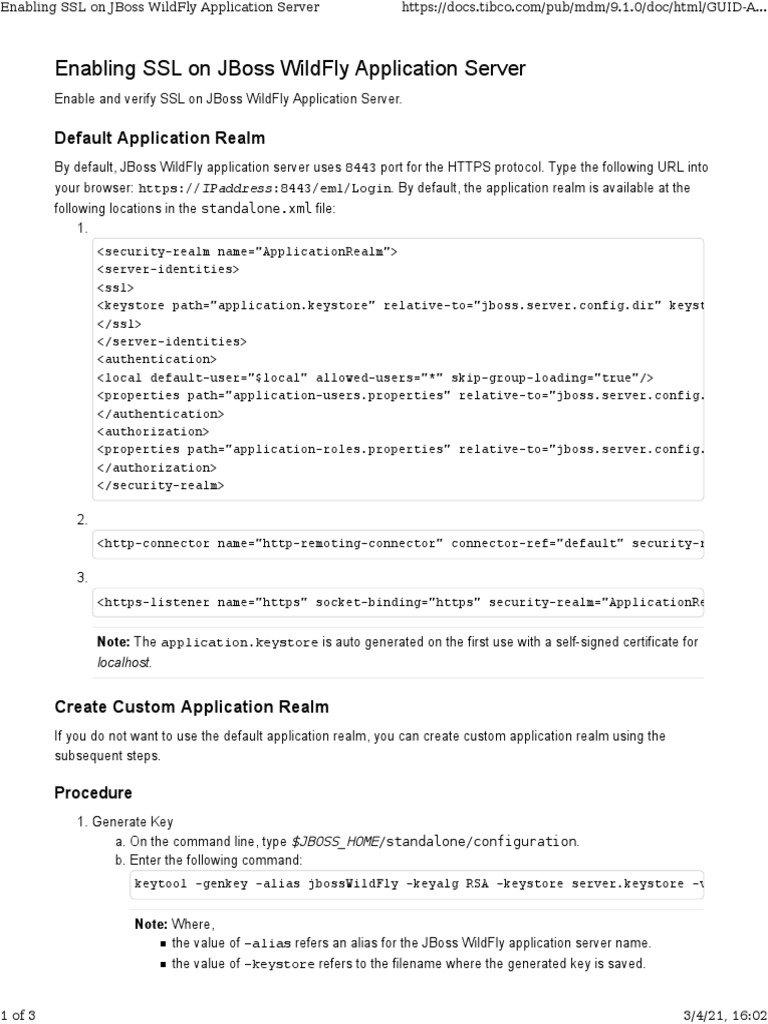 Enabling SSL On JBoss WildFly Application Server | PDF | Transport ...