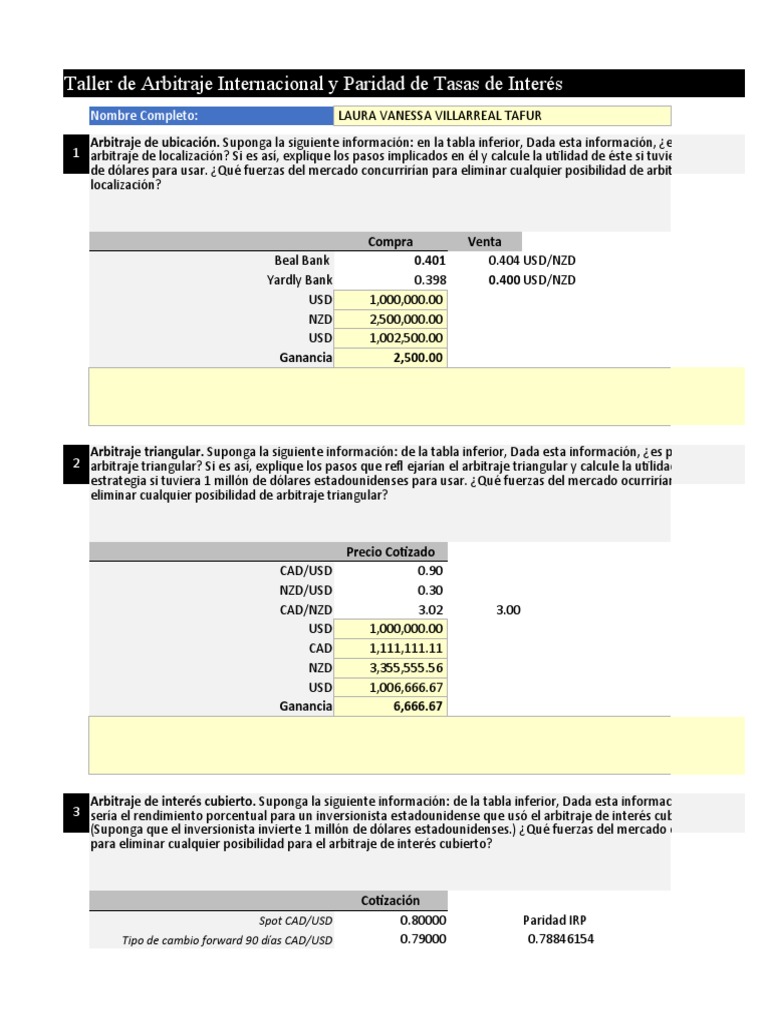 Ejercicios de Arbitraje Triangular Resueltos | PDF | Arbitraje | Comercio