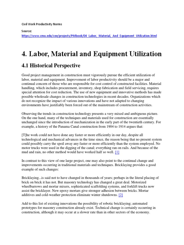 Civil Work Productivity Norms | Download Free PDF | Trade Union ...
