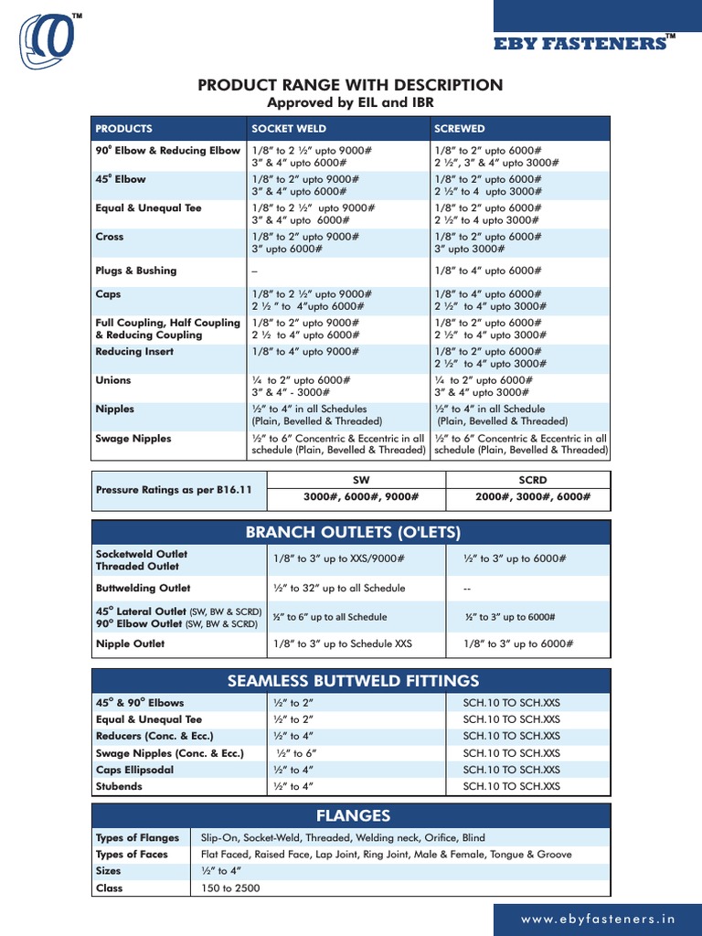 EBY Fasteners Product Range Aug 2020 | PDF | Equipment | Gas Technologies