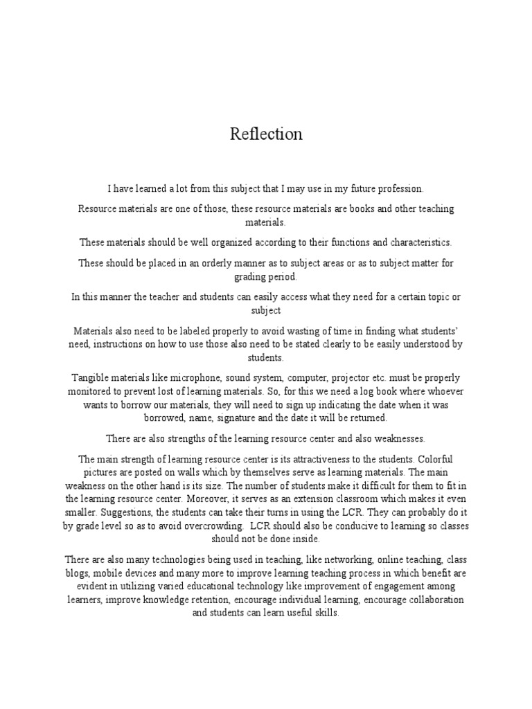 Reflection Final Activity | PDF | Educational Technology | Teachers