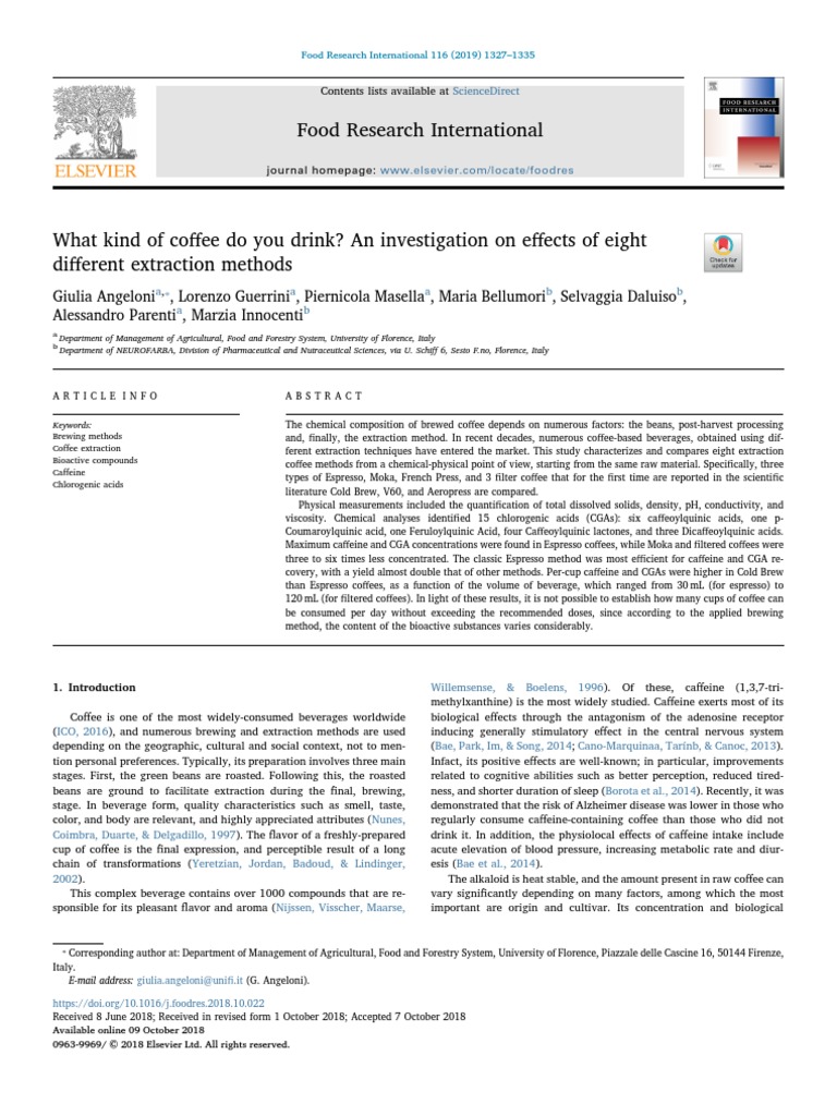 Coffee Extraction Methods | PDF | Coffee | High Performance Liquid ...