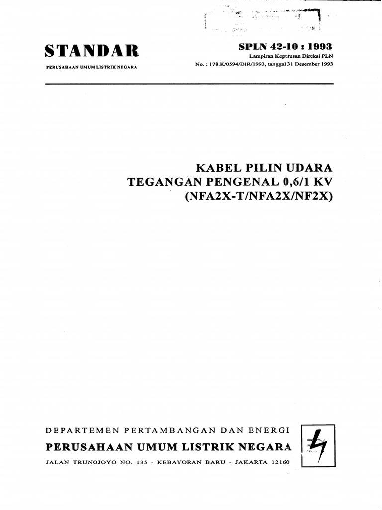 SPLN 42-10-1993 Kabel Nfy-2x | PDF