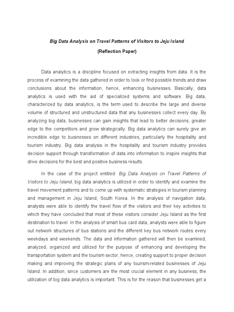 Big Data Analysis On Travel Patterns of Visitors | PDF | Analytics ...