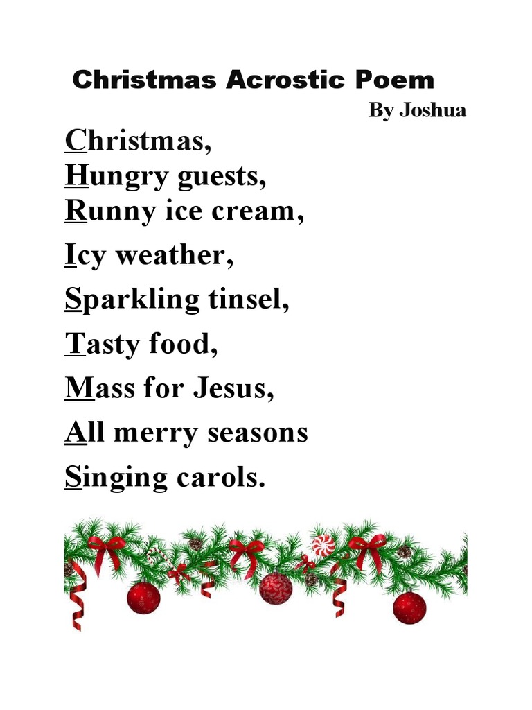 Christmas Acrostic Poem | PDF