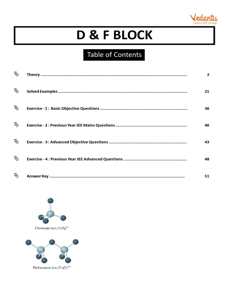 CH 17. D & F Block (Transition Elements) | PDF | Transition Metals ...