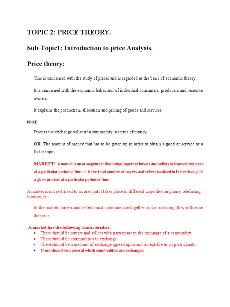 S.5 Price Theory Economicsnotes | PDF | Demand | Utility