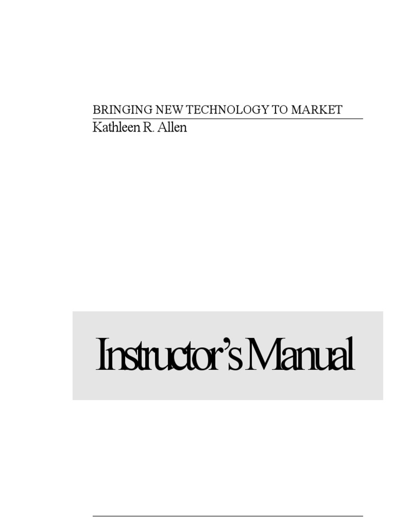 Bringing Technology To Market 2013-Instructor's Manual | PDF ...