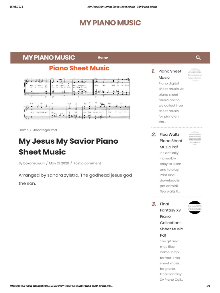 My Jesus My Savior Piano Sheet Music - My Piano Music | PDF