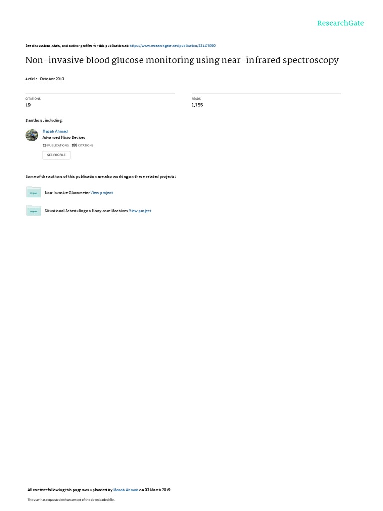 Non Invasive Blood Glucose Monitoring Using Near Infrared Spectros ...