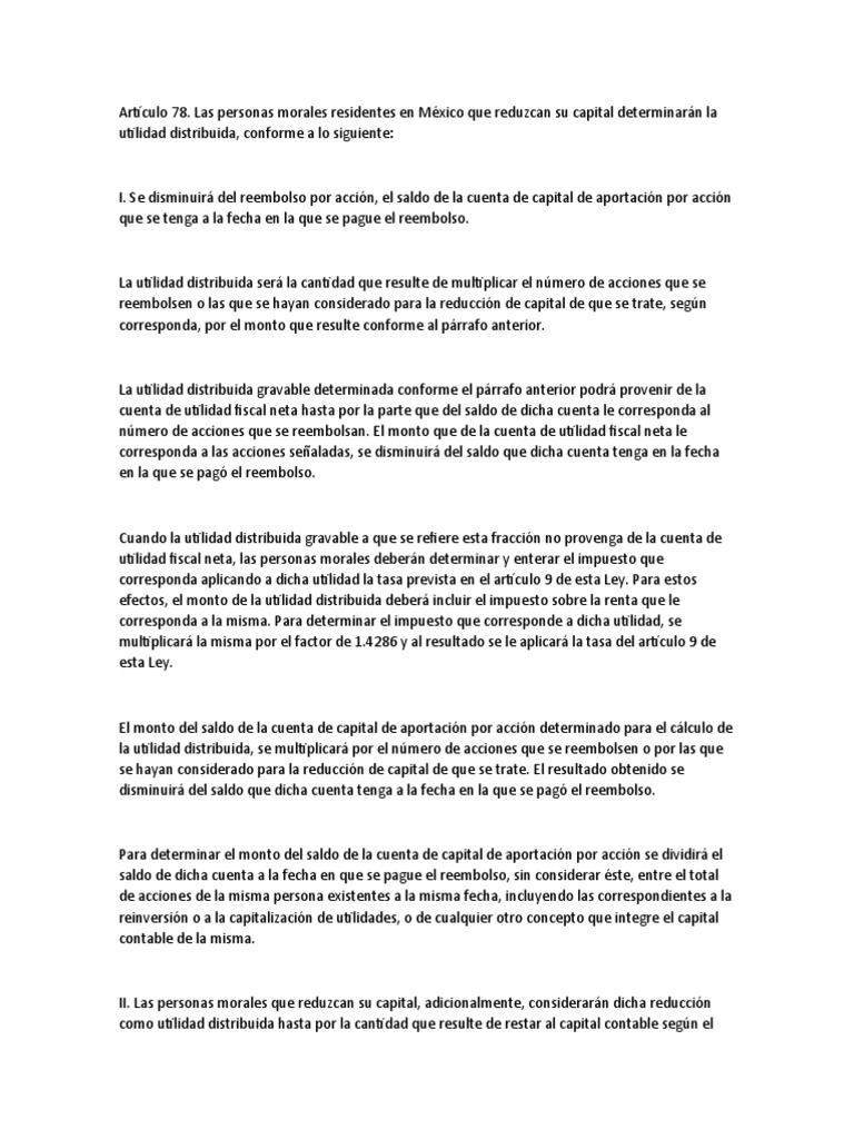Artículo 78-Lisr | PDF | Compartir (Finanzas) | Contabilidad