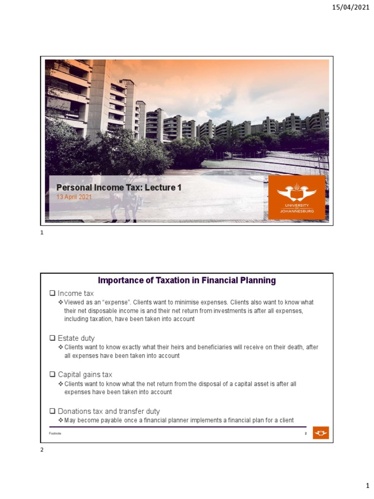 Personal Income Tax: Lecture 1: Importance of Taxation in Financial ...