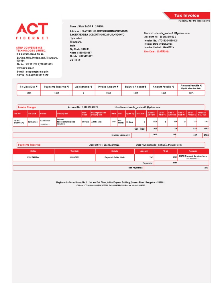 Atria Convergence Technologies Limited, Due Date: 10 // /202 1 | PDF ...