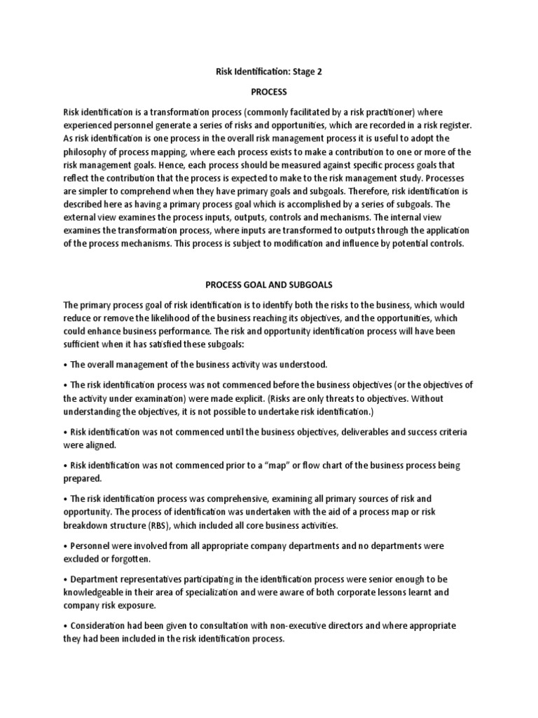 Risk Identification Process Overview | PDF | Risk | Risk Management