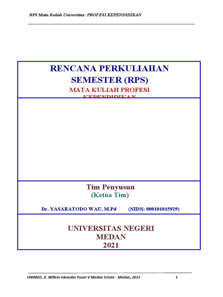 3 Rps (Kontrak Dan Sap) MK Profesi Kependidikan'21 | PDF