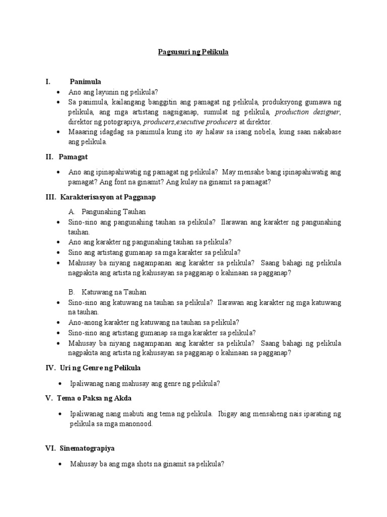 Pagsusuri Ng Pelikula