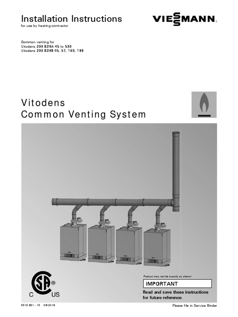 Installation Instructions: Vitodens Common Venting System | PDF | Pipe ...