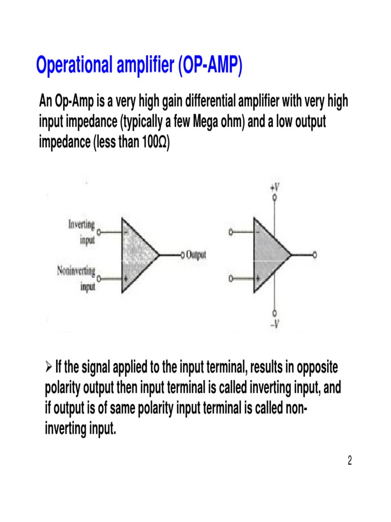 Operational Amplifier (OP-AMP) : If The Signal Applied To The Input ...