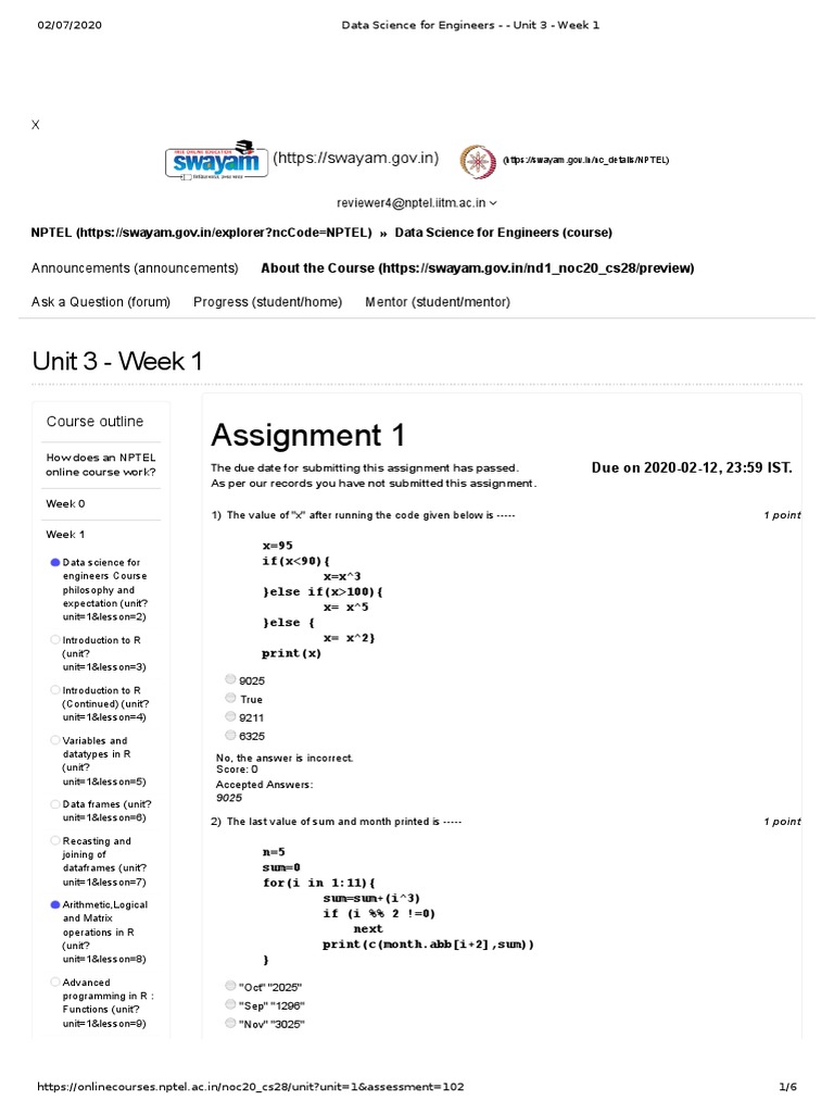 Assignments - NOC - Data Science For Engineers | PDF | Eigenvalues And ...