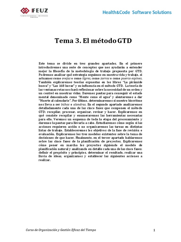 Método GTD | PDF | Memoria | Planificación
