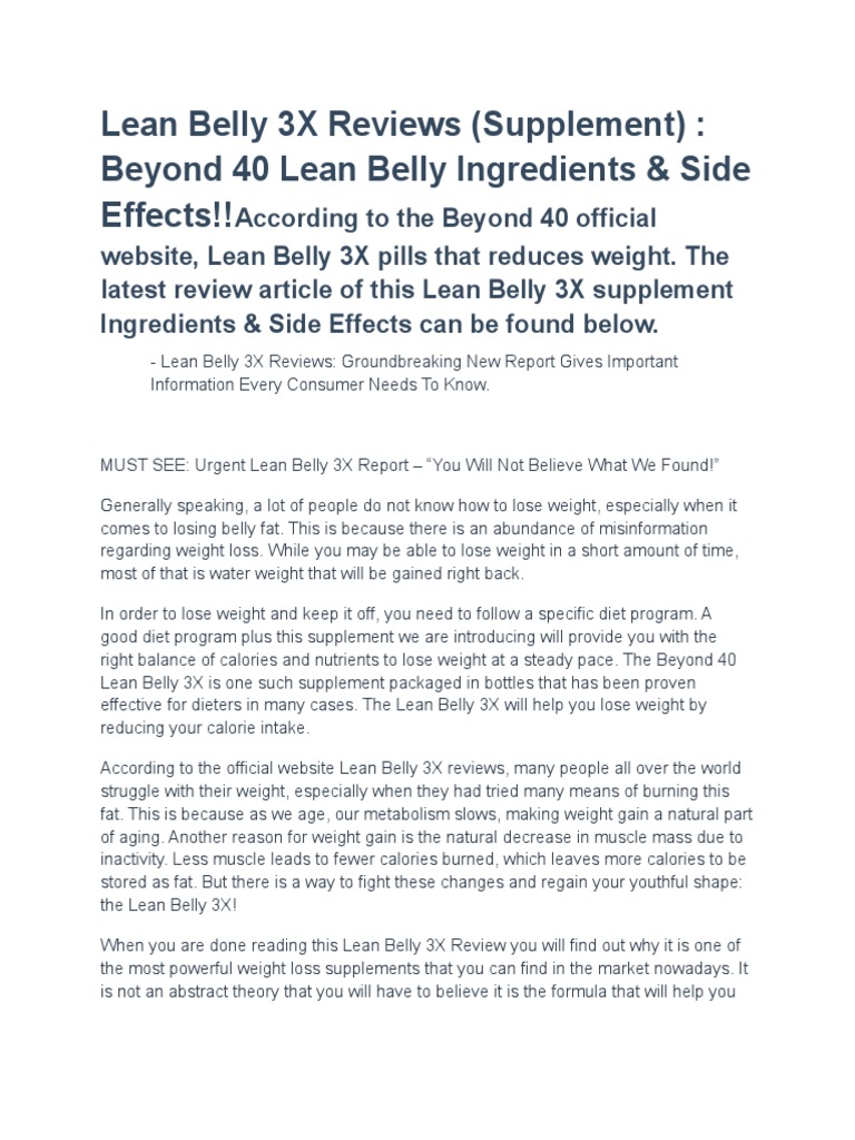 Lean Belly 3X Reviews (Supplement) : Beyond 40 Lean Belly Ingredients ...