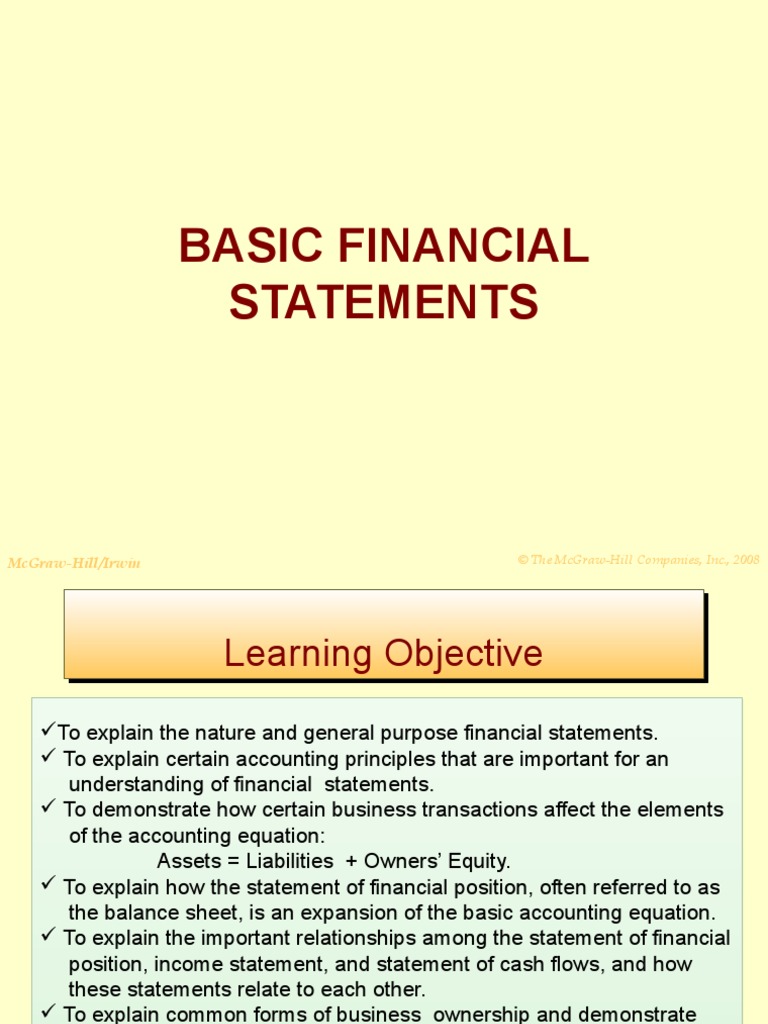Basic Financial Statements | PDF | Balance Sheet | Cash Flow Statement