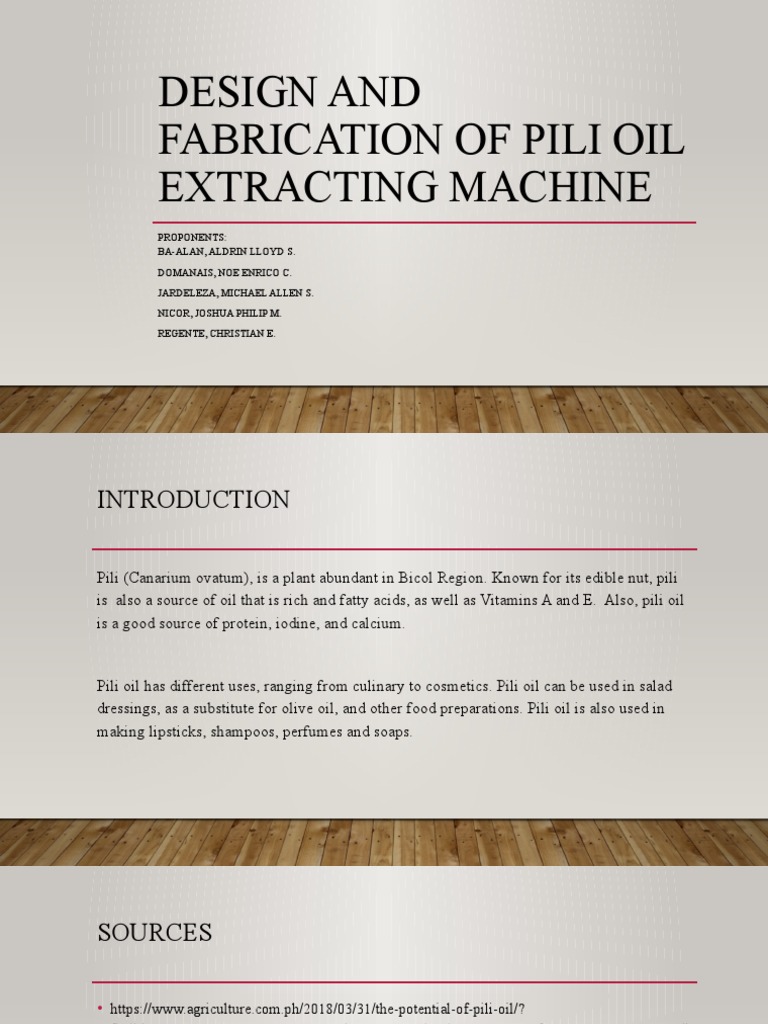 Design and Fabrication of Pili Oil Extracting Machine | PDF ...