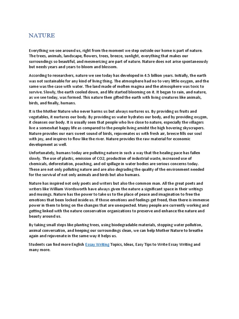 Nature: Essay Writing | PDF