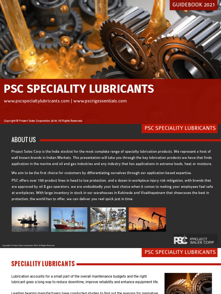 PSC Specialty Lubricant 2021 | PDF | Lubricant | Bearing (Mechanical)