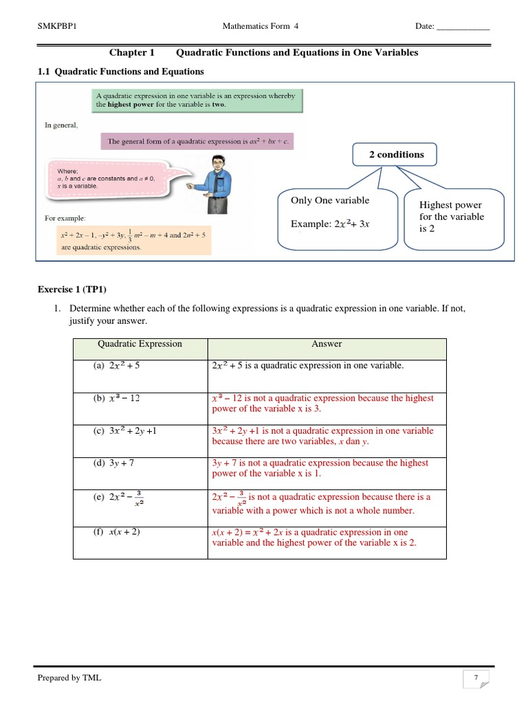 Maths Module Form 4 Chapter 1 Edisi Guru - Tah - DLP | PDF | Quadratic ...