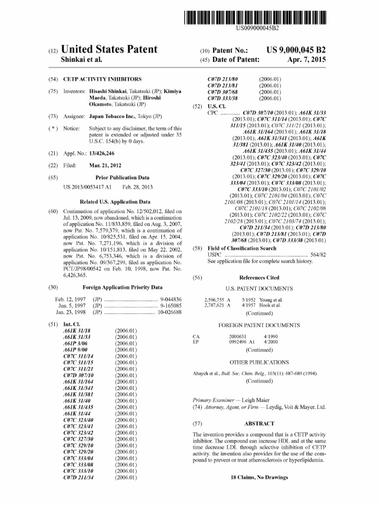 United States Patent (10) Patent No.: US 9,000,045 B2 | PDF | High ...