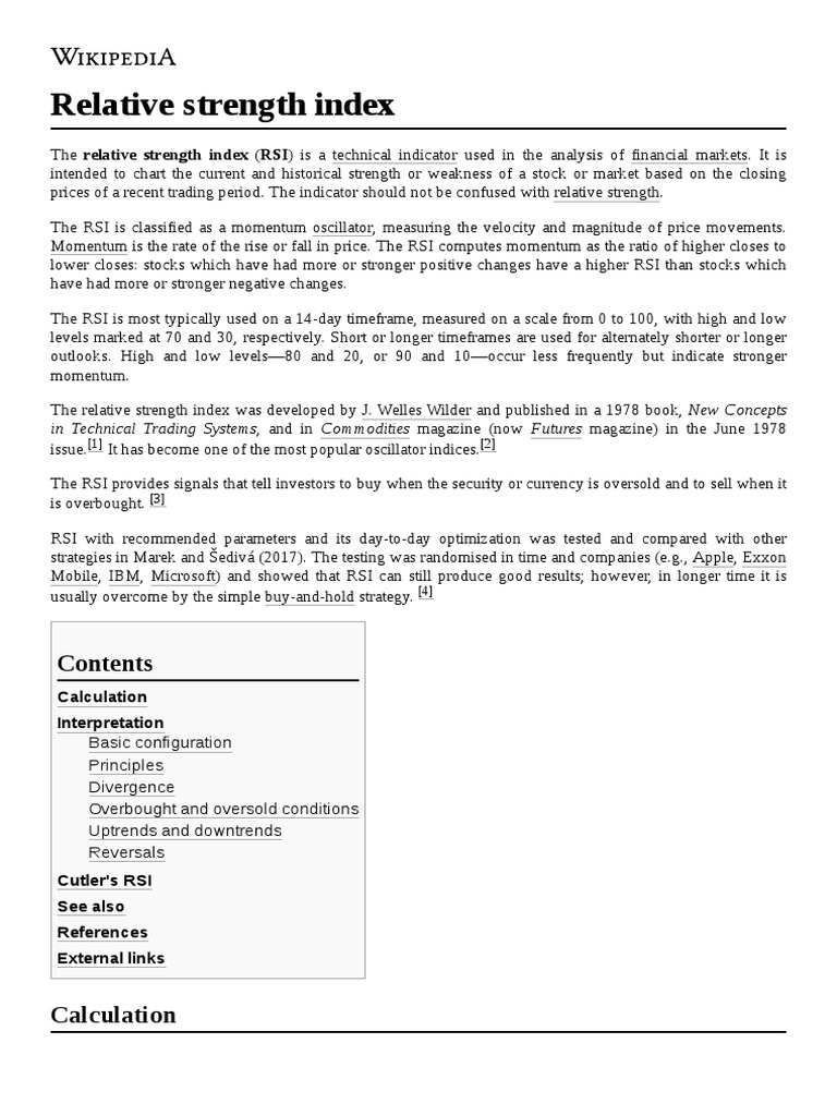 Relative Strength Index | PDF | Technical Analysis | Financial Markets