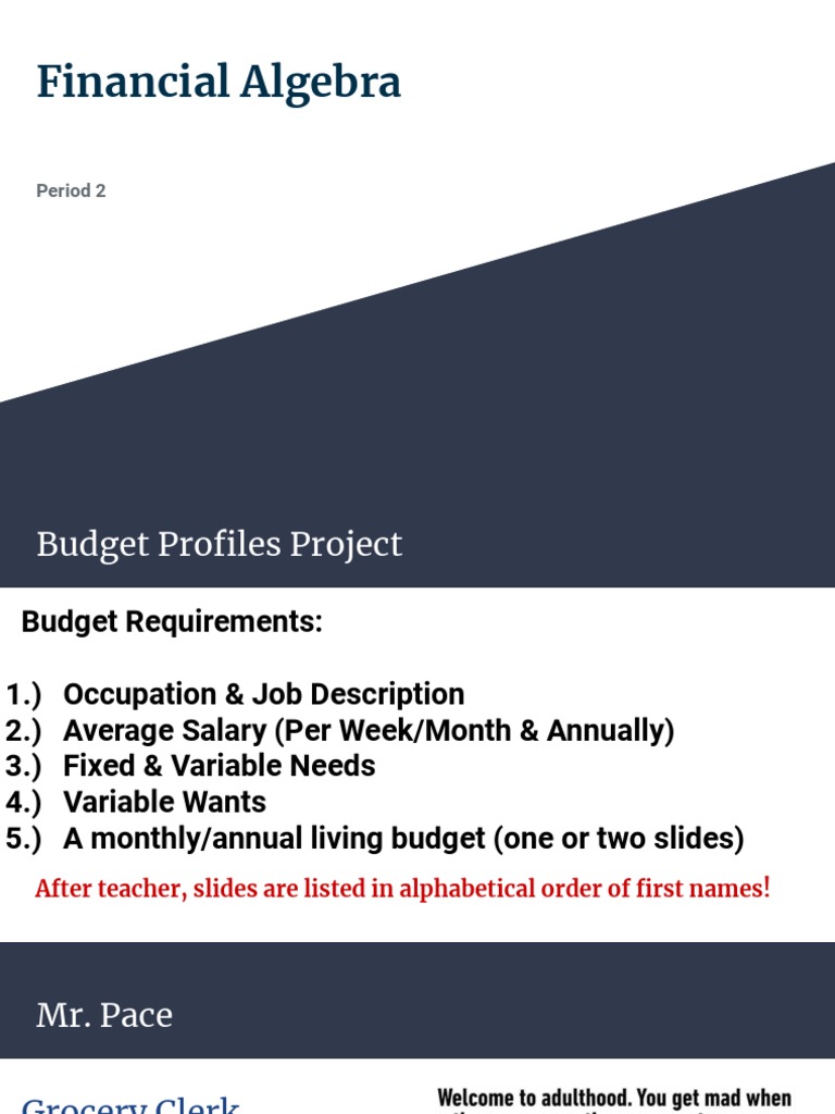 Financial Algebra Budget Project | PDF | Waiting Staff | Salary