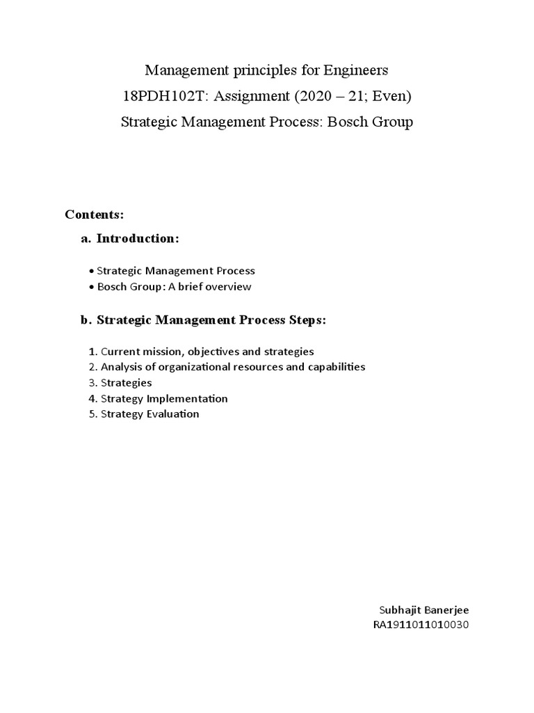 Bosch Strategic Management Guide | PDF | Strategic Management ...