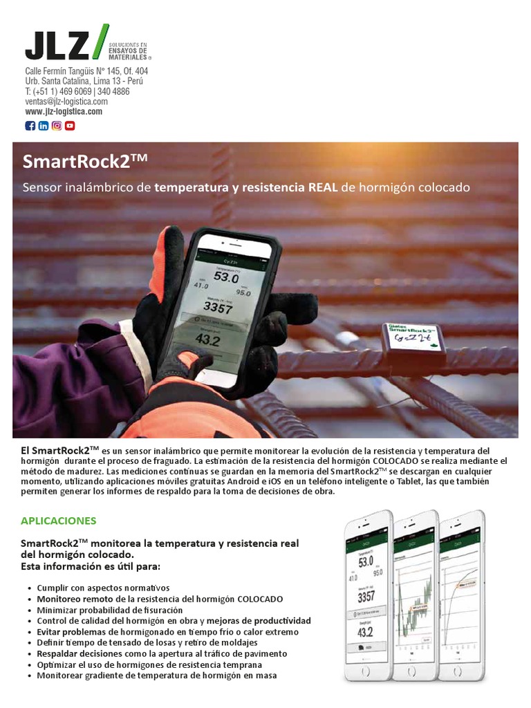 Sensor SmartRock2TM para Hormigón | PDF | Aplicación movil | Tableta
