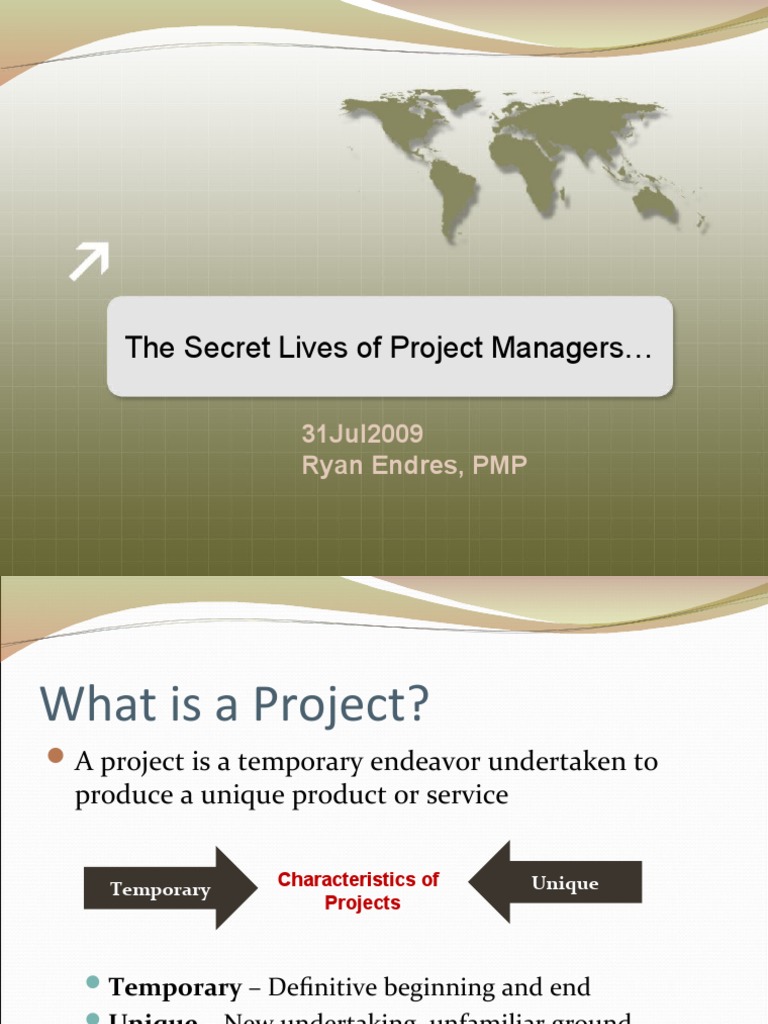 The Secret Lives of Project Managers : 31jul2009 Ryan Endres, PMP | PDF ...