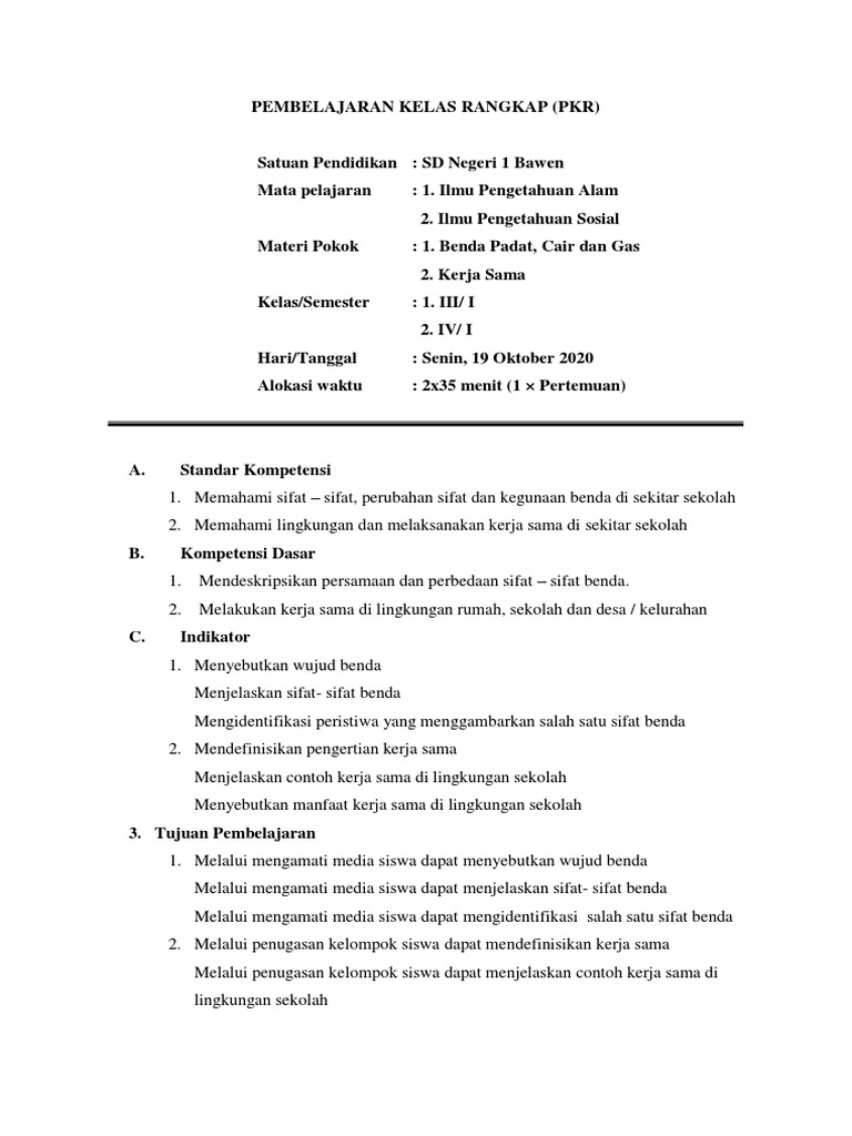 Tugas 2 RPP Dan Apkg Pemb Kelas Rangkap 858150036 | PDF | Sains & Matematika