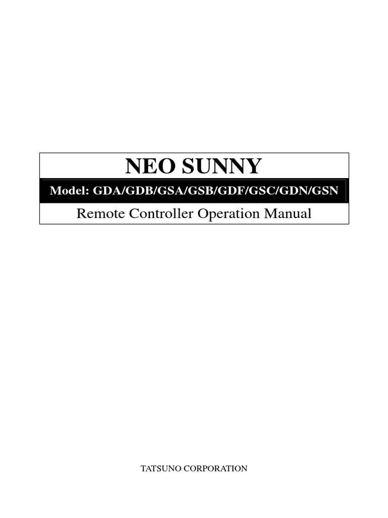Neo Sunny: Remote Controller Operation Manual | PDF | Numbers | Point ...