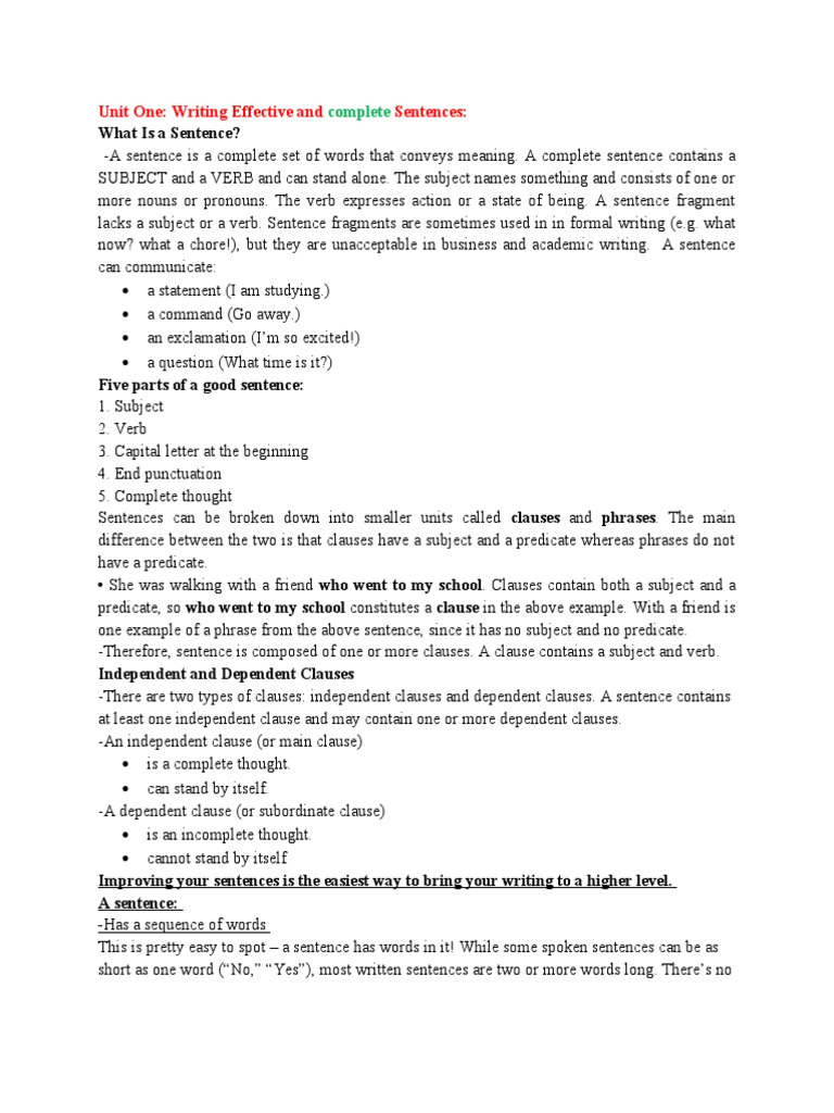 Mastering Sentence Structure Basics | PDF | Sentence (Linguistics ...