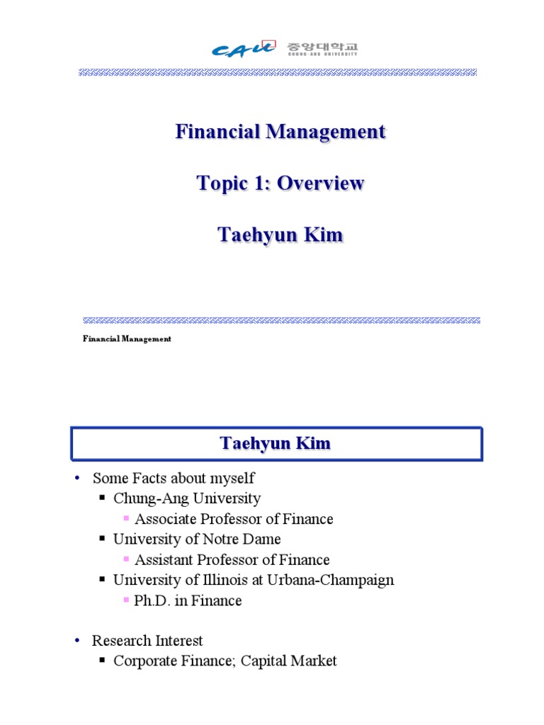 Topic 01 Introduction To Financial Management | PDF | Equity (Finance ...