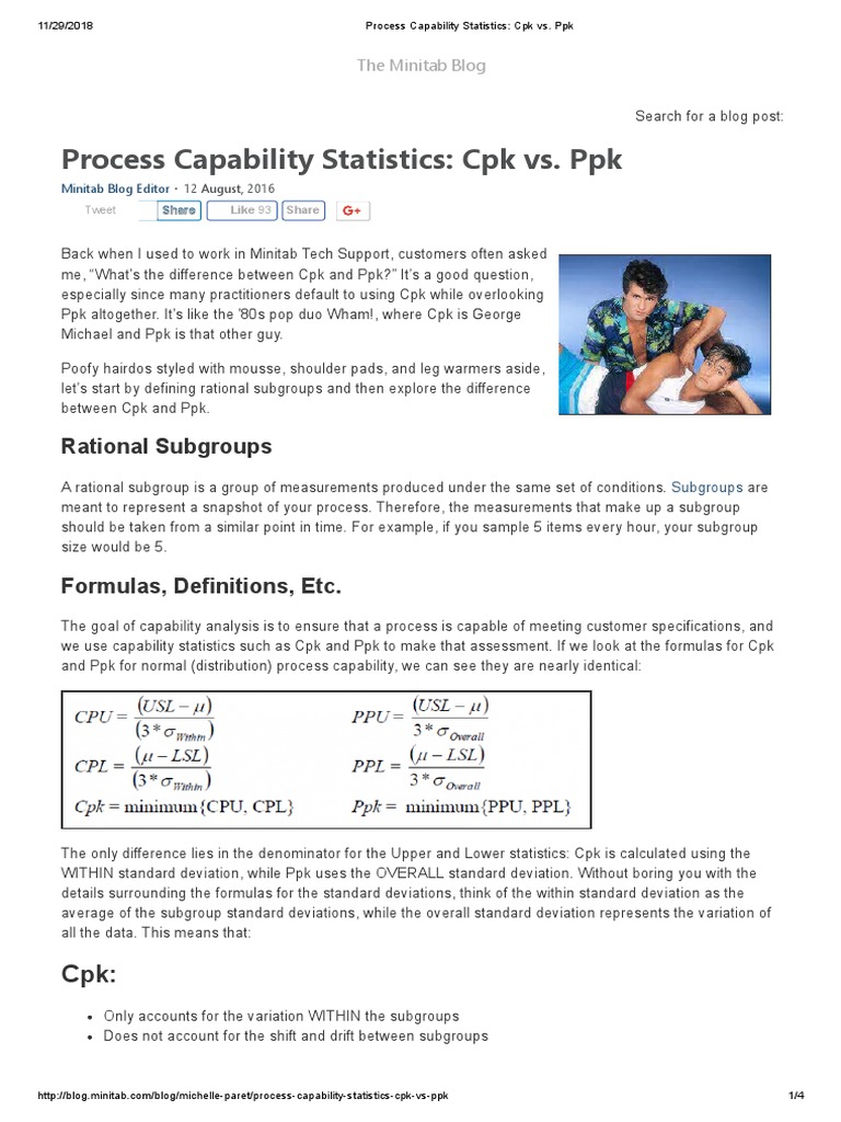 Process Capability Statistics - CPK vs. PPK | PDF | Standard Deviation | Statistics